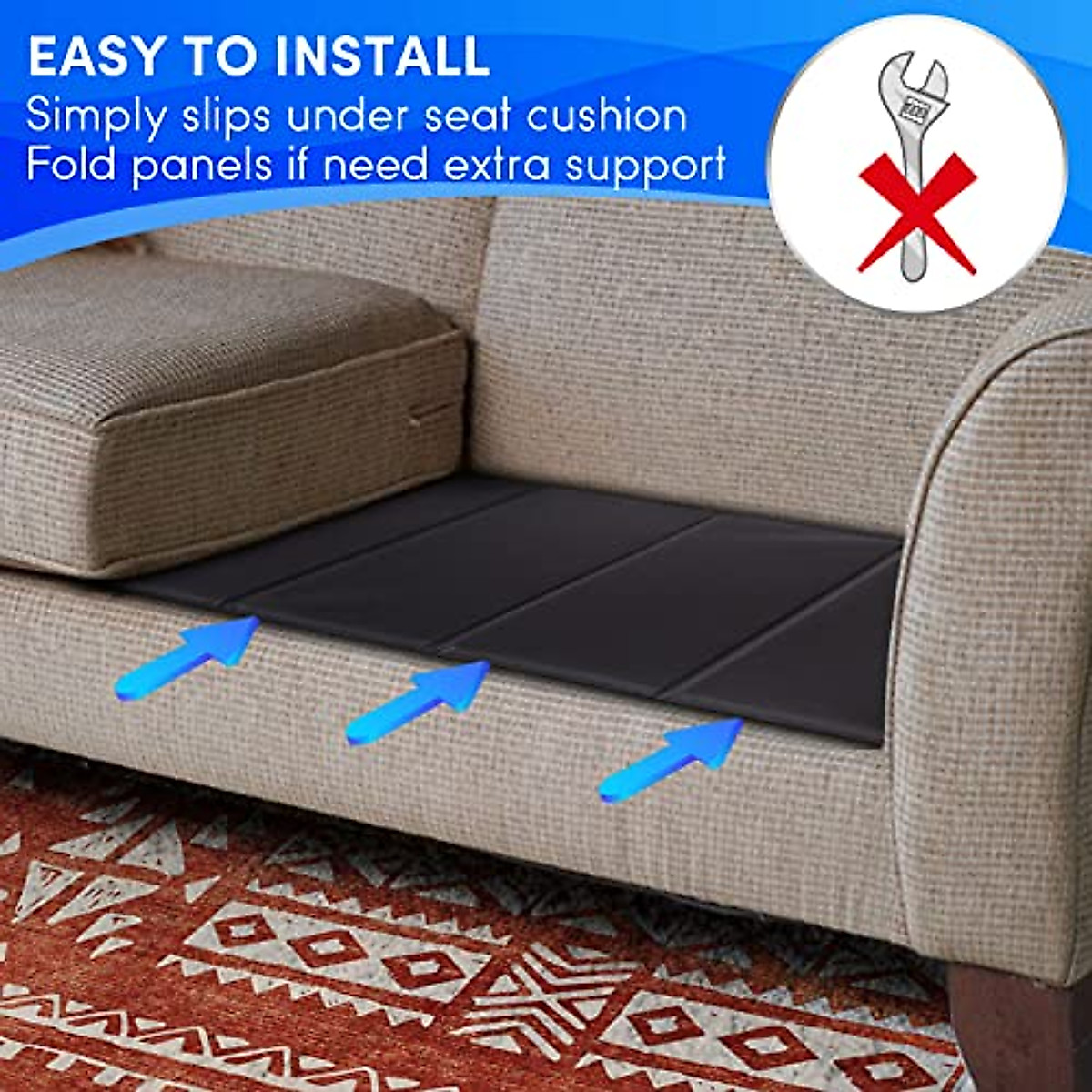 Couch Cushion Support for Sagging Seat, Under Couch Support Board, Saggy Sofa Cushion Support, Firmer ABS Board Cushion Support, Thicker Furniture Couch Slats Seat Saver, 17x66 inch