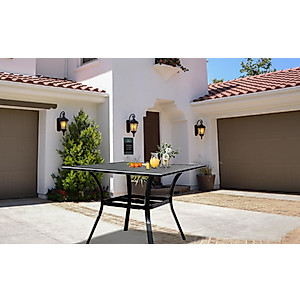 LEVELEVE 1 Piece Patio Dining Table,Outdoor Furniture 38"x 38" Metal Slatted Table with 1.5" Umbrella Hole,Outside Porch Deck Balcony Backyard Table(Square)