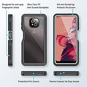 ANTSHARE for Motorola Moto G Power 2021 Case Waterproof, Built in Screen Protector 360° Full Body Heavy Duty Protective Shockproof IP68 Underwater Case for Moto G Power 2021 6.6inch Black