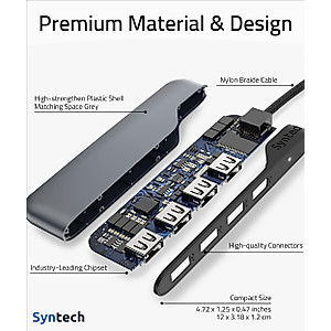 USB C to USB Hub 4 Ports, Syntech Type C to USB 3.0 Hub with a USB C to USB Adapter (USB 2.0), Thunderbolt 3 to USB Hub, iPad Pro, iMac