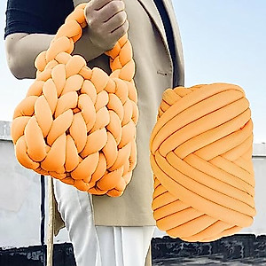 kowaku 250G Chunky Yarn Arm Knit Yarn Bulky Yarn Jumbo Tubular Yarn for Baskets Macrame Scarf, Orange