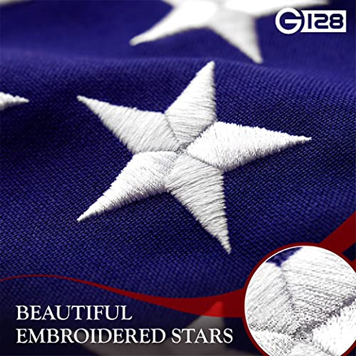 G128 3x5 Ft American Flag Deluxe TearProof Series, Featuring Super Tough Spun Polyester, Embroidered Stars, Sewn Stripes