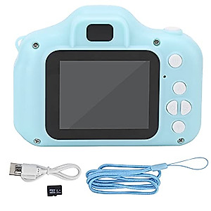 DERCLIVE X2 Multifunctional Childrens Digital Camera Photo Video with Memory Card Mini GiftBlue 32GB