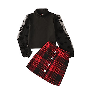 YOURUIKEY Girl Skirt Sets Casual Winter Fall Dresses Cute Clothes Outfit for Girls(11-12Y)