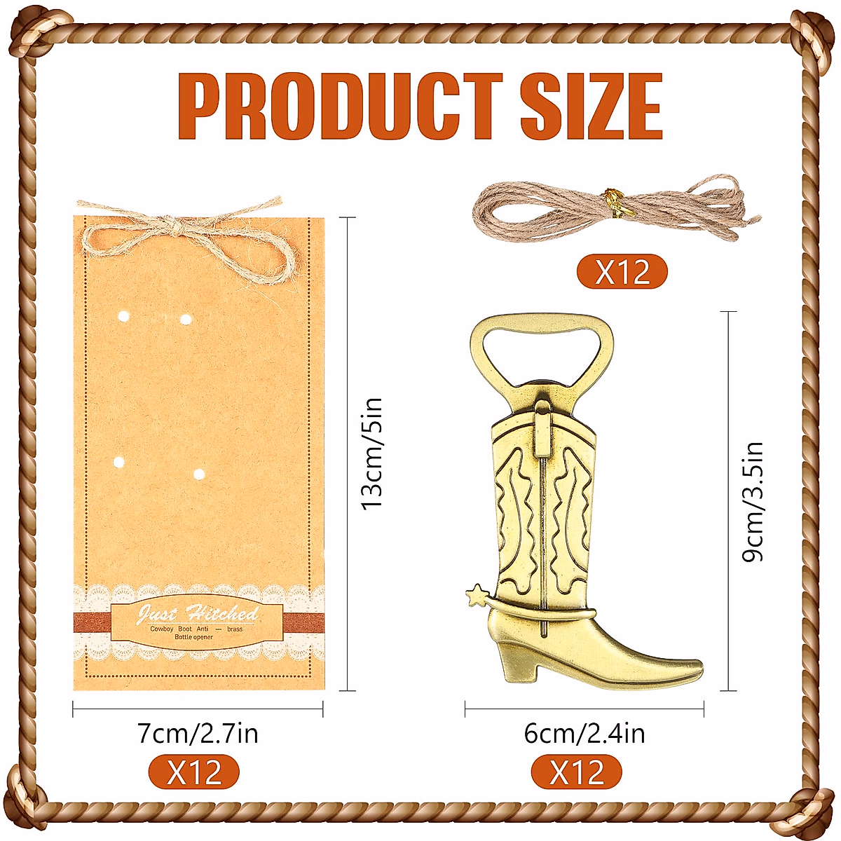 12 Pcs Cowboy Boot Bottle Openers Metal Boot Bottle Openers Stainless Steel Bottle Openers for Wedding Birthday Anniversary, Bronze