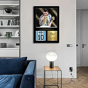 Lionel Messi Poster Soccer Superstar Poster 2022 Argentina World Cup Champion Canvas Wall Art Print for Fans Gift (B,16x24inch-Canvas)