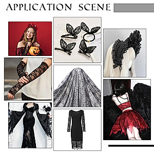 PH PandaHall 70x62 Inch Spider Web Lace Fabric, Black Lace Web Embroidered Lace Sewing Fabric Tablecloth Fabric Lace for DIY Dress Party Overlay Wedding Headwear Curtain Home Halloween Decor