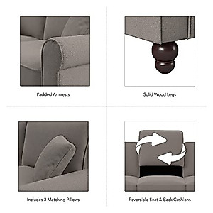 Bush Furniture Hudson 102-inch Stain-Resistant Contemporary Couch, Long Lasting Comfort, Easy to Assemble Pet-Friendly Living Room Sofa to Lounge, 102W, Beige Herringbone