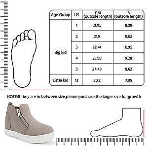 CCVON Girls Wedge Sneakers Kids Boots High Top Platform Shoes Littile Kids/Big Kids Color Taupe Size 2