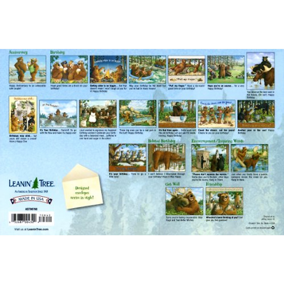 Leanin' Tree Funny Greeting Cards - Laughing Bear Art [AST90760] - 20 Greeting Cards with Full-color Interiors