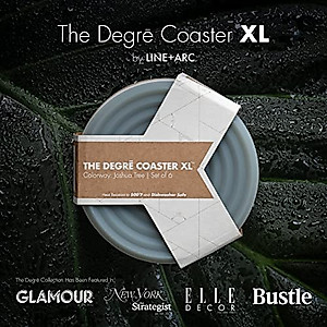 The Degrē Coasters XL (Sand Stone, Set of 6) by LINE+ARC. 10mm Thick, Dishwasher Safe, Stain-Resistant, Outdoor, Coffee Table, Silicone, Modern, Mid Century, Drink, Non-Absorbent, Housewarming Gift