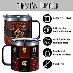 FROOBLEQUIRK The Armor of God Christian Tumbler for Men, 14Oz Religious Cup – Pastor Appreciation, Gospel of Peace Gift, Christmas & Birthday Gift for Men Women