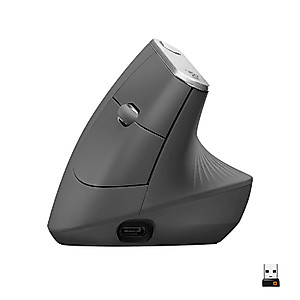 Logitech MX Vertical Wireless Mouse, K350 Wireless Wave Keyboard - Graphite & Black, 4000 DPI, 10m Range, 4 Month Battery, Ergonomic, Rechargeable, Ambidextrous, Windows & MacOS Compatible