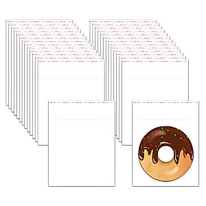 EachDusto 5"x5" Adhesive Cellophane Bags 100pcs Clear Self Stick Cello Baggies 2mil Square OPP Poly Bags for Doughnut Threads Bread Candies Fruit Bracelet Mouse Powder
