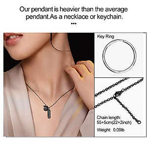 abooxiu Cylinder Urn Necklace for Ashes Cremation Jewelry/Keychain for human Pet Stainless Steel Memorial Keepsake Pendant with Angel Wing Charm Ashes Jewelry-Black M