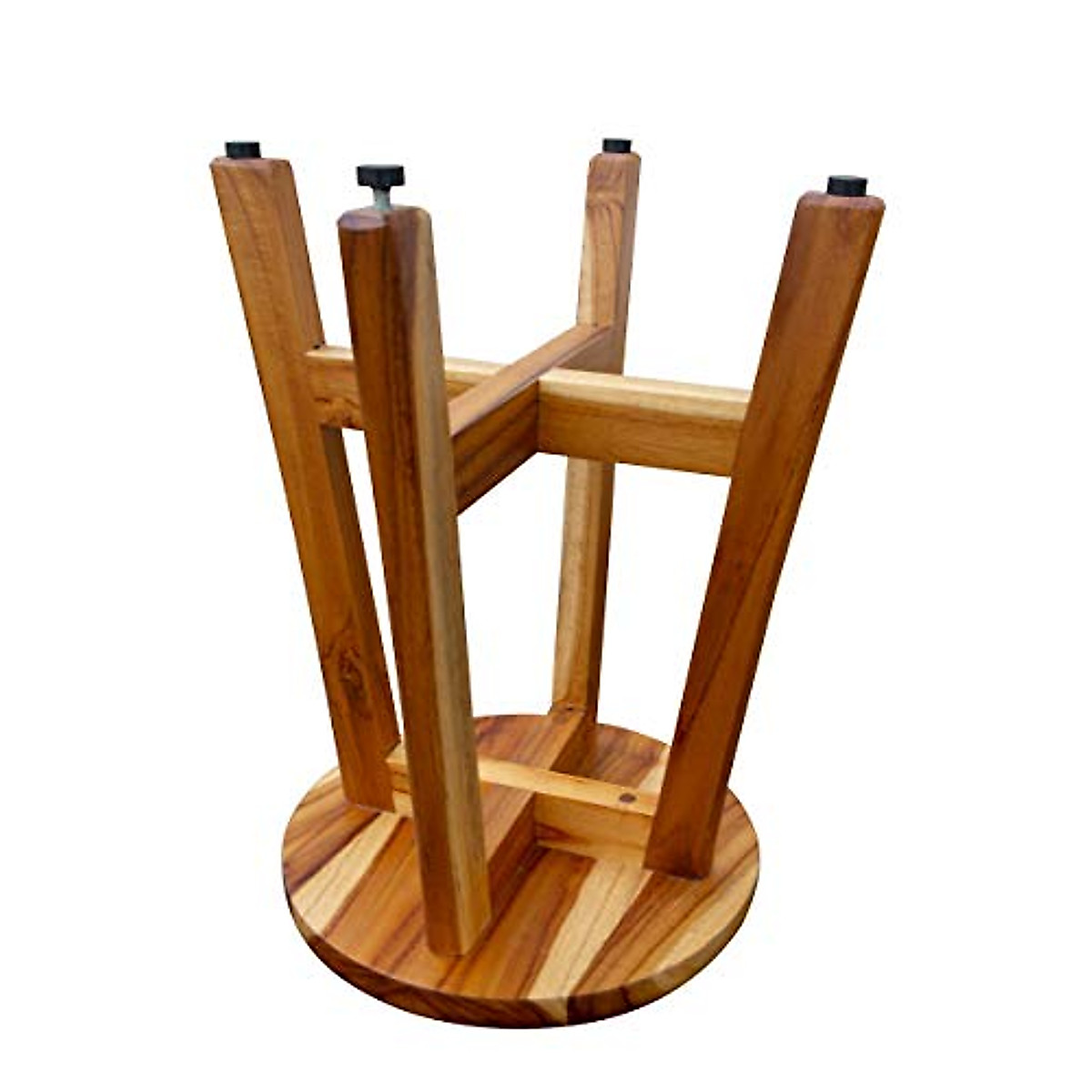 EcoDecors Shoji Teak Shower Stool 18" High Solid Teak Wood Shower Stool with 12" Round Seat Fully Assembled Shower Stool in Earthy Teak Finish