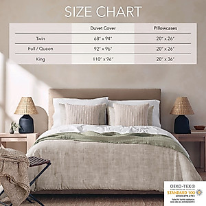 Nate Home by Nate Berkus 200TC 3-Piece Textured Print Duvet Cover Set | Crisp, Cool Bedding from mDesign - Full/Queen Size - 1 Duvet Cover, Hidden Button Closure/2 Pillow Shams, Fossil (Beige)
