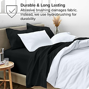 Bare Home Full Sheet Set - Luxury 1800 Ultra-Soft Microfiber Full Bed Sheets - Double Brushed - Deep Pockets - Easy Fit - 4 Piece Set - Bedding Sheets & Pillowcases (Full, Black)
