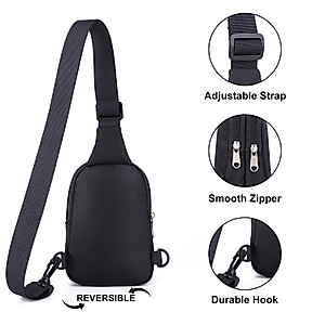 Mini Sling Bag, Casual Crossbody Bags for Women, Fanny Pack with Adjustable Strap, Black