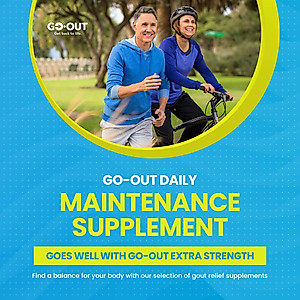 Go Out Daily Maintenance - Natural Uric Acid Support with Tart Cherry, Celery Seed, and Turmeric - Vegan, Non-GMO, Gluten-Free Supplement for Joint Comfort and Healthy Kidney Function 90 Capsules