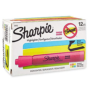 SHARPIE Tank Style Highlighters, Chisel Tip, Assorted, Box of 12