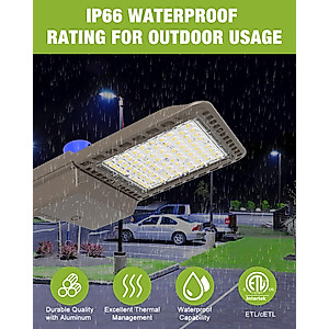 YXL LED Parking Lot Light, 200W LED Shoebox Light with Dusk to Dawn Photocell,28000LM 5000K Daylight Arm Mount, IP65 Waterproof, LED Area Light for Parking Lot Sports Stadium, 3 Pack