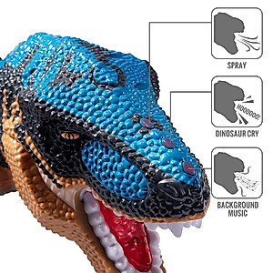 TEMI Large Dinosaur Toys for Kids Boys Toddlers 3 4 5 6 7 Years, Tyrannosaurus Dinosaur with Mist Spray, Light and Sound, Big Dinosaur Stored 4 Dinosaurs and 6 Small Dinosaurs Toys, Birthday Gifts