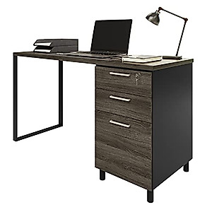 Modern Design Milano Office Computer Desk with 3 Locking Drawers, 48 Inch Grey and Black Wood Desk with Filing Drawer and Storage by Crafts and Comfort