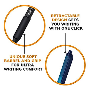 BIC Soft Feel Black Retractable Ballpoint Pens, Medium Point (1.0mm), 36-Count Pack, Black Pens With Soft-Touch Comfort Grip