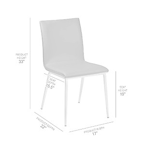 Armen Living Crystal Dining Chair in Brushed Stainless Steel finish with Grey Fabric Upholstery and Walnut Back (Set of 2)