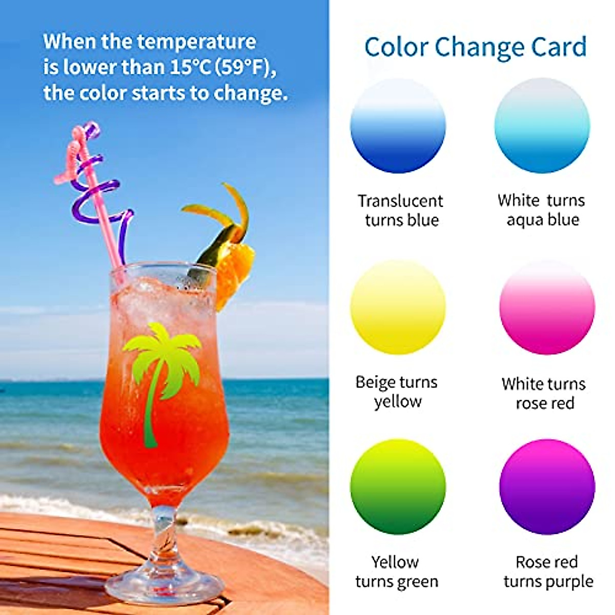 HTVRONT Color Changing Vinyl Permanent Adhesive Vinyl for Cricut,8 Pack Cold Permanent Vinyl Bundle 6 Colors-12" x 10" Vinyl Sheets +2 Transfer Tape Sheets Sensitive to Cold Vinyl for Stickers Decals Cups Water Bottles