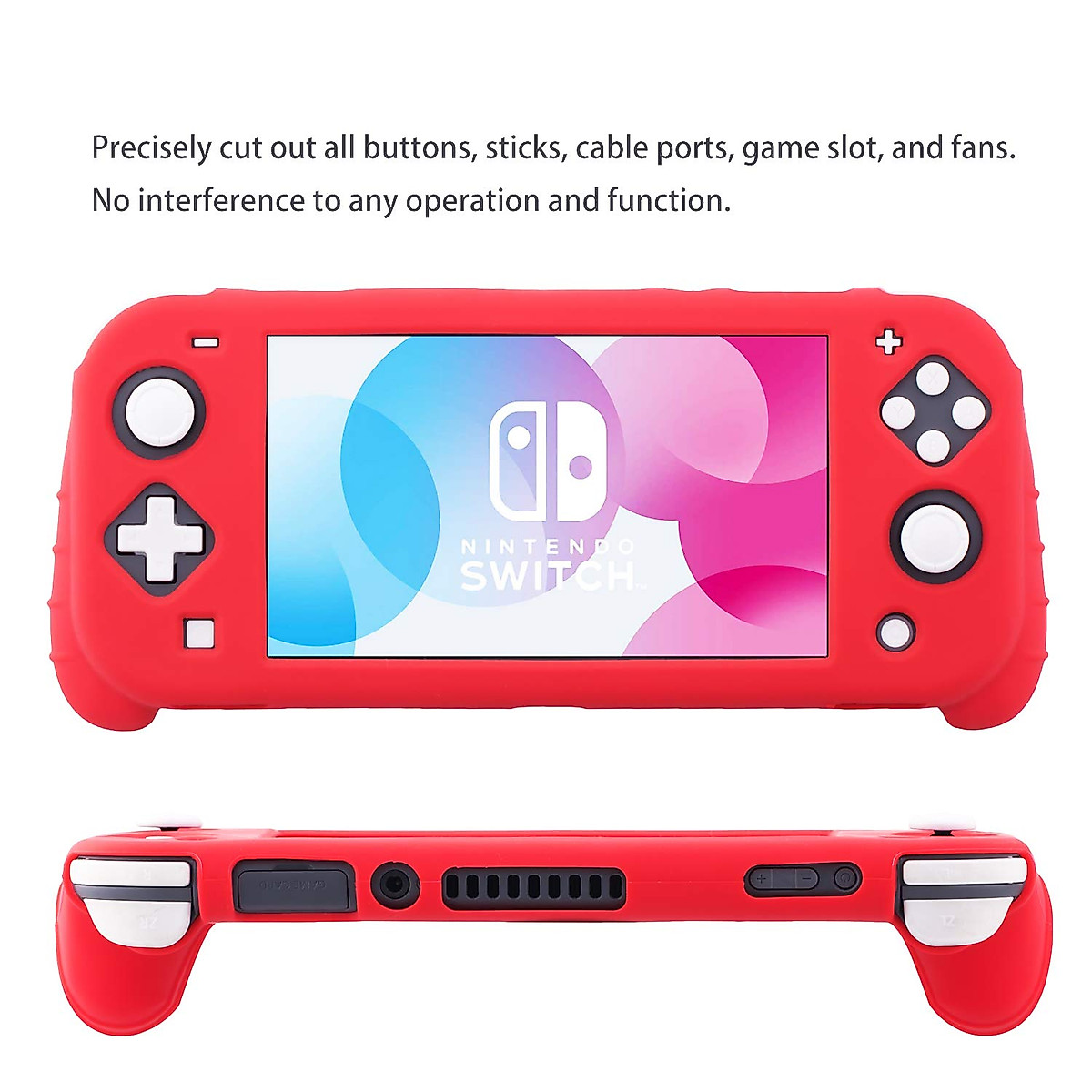 YoRHa Handle Grip Soft Silicone Rubber Protective Cover Case (Red) x 1 for Nintendo Switch Lite [9.2019 Slim Model]