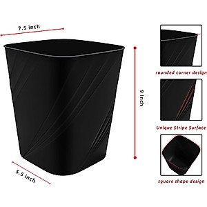 DAJITRE Small Plastic Trash Can Wastebasket Recycling Bin for Bathroom, Dorm, Bedroom，Home Office, Garbage Can for Bedroom, Kids Room (1, Black)