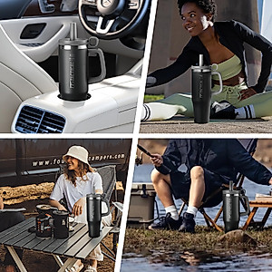 1TG Tactical 40 oz Tumbler with Straw and Lids - Tactical Water Bottle with Handle | Reusable Stainless Steel Metal Bottle Silicone Straws with Cover | Cupholder Friendly for Travel Camping Gym Shcool