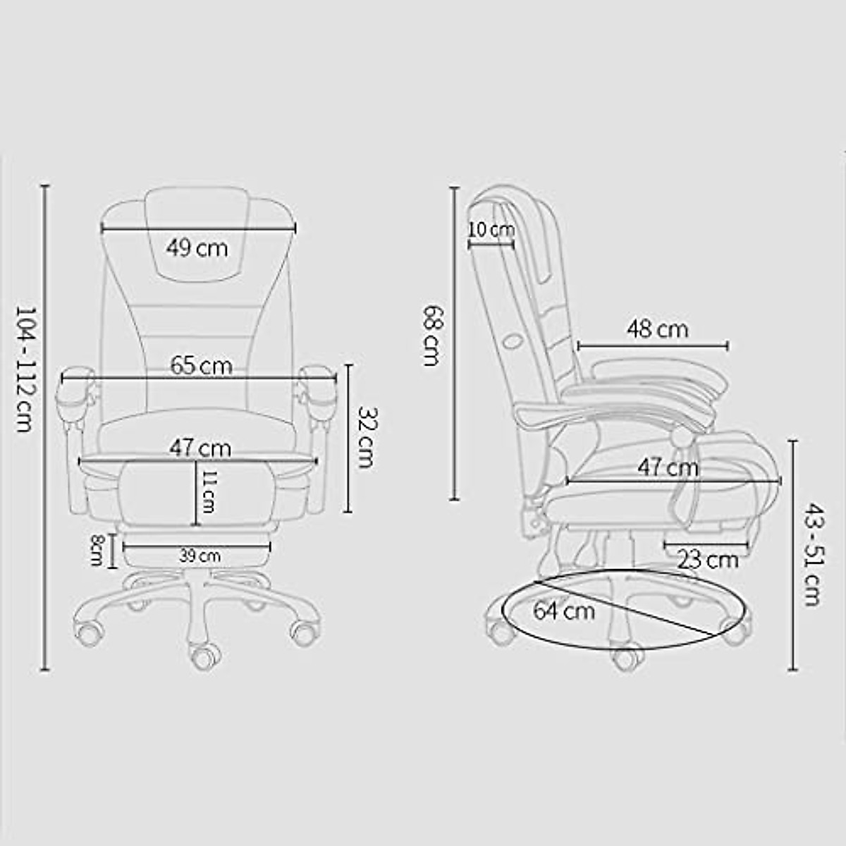 WYKDD High-Back Leather Executive Office/Computer Chair with Arms - Ergonomic Swivel Chair (Color : Black)