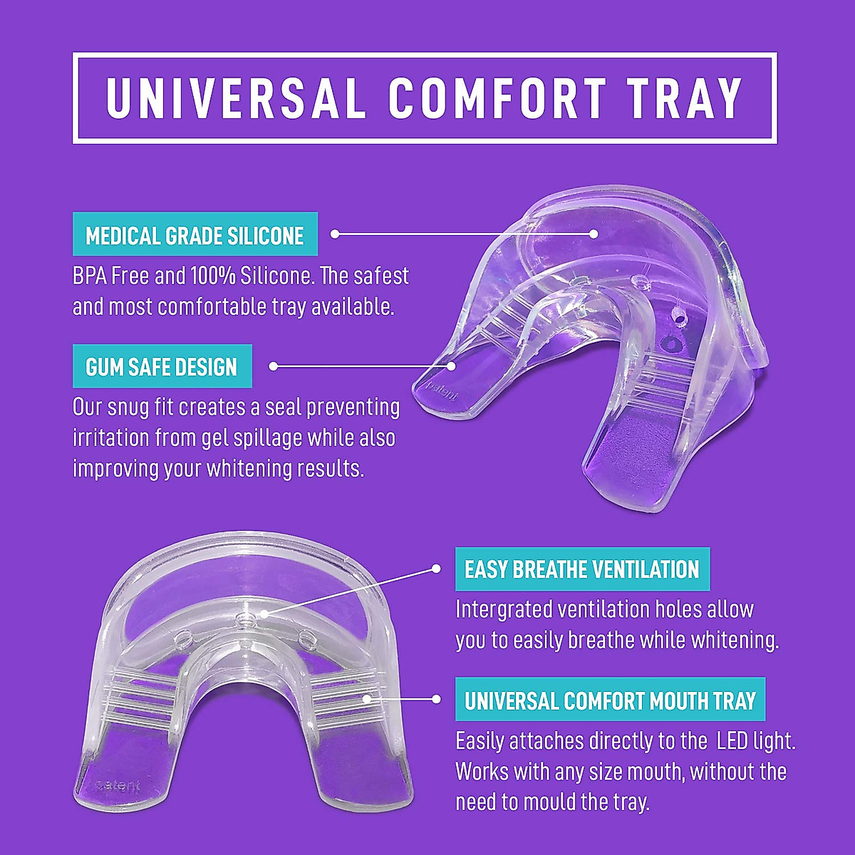 iSmile Teeth Whitening Kit - LED Light, 35% Carbamide Peroxide, (3) 3ml Gel Syringes, (1) Remineralization Gel, and Tray.