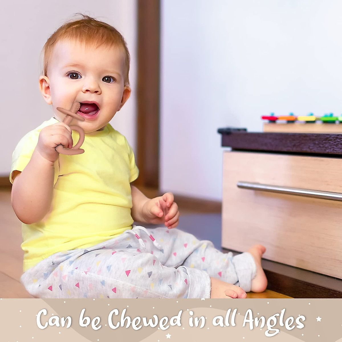 Baby Teething Toys, 100% Food-Grade Silicone Teethers for Babies 0-6 Months Infant, Baby Teether Toys 0-6 Months BPA Free Baby Chew Toys for Sucking Needs, Baby Teething Toy