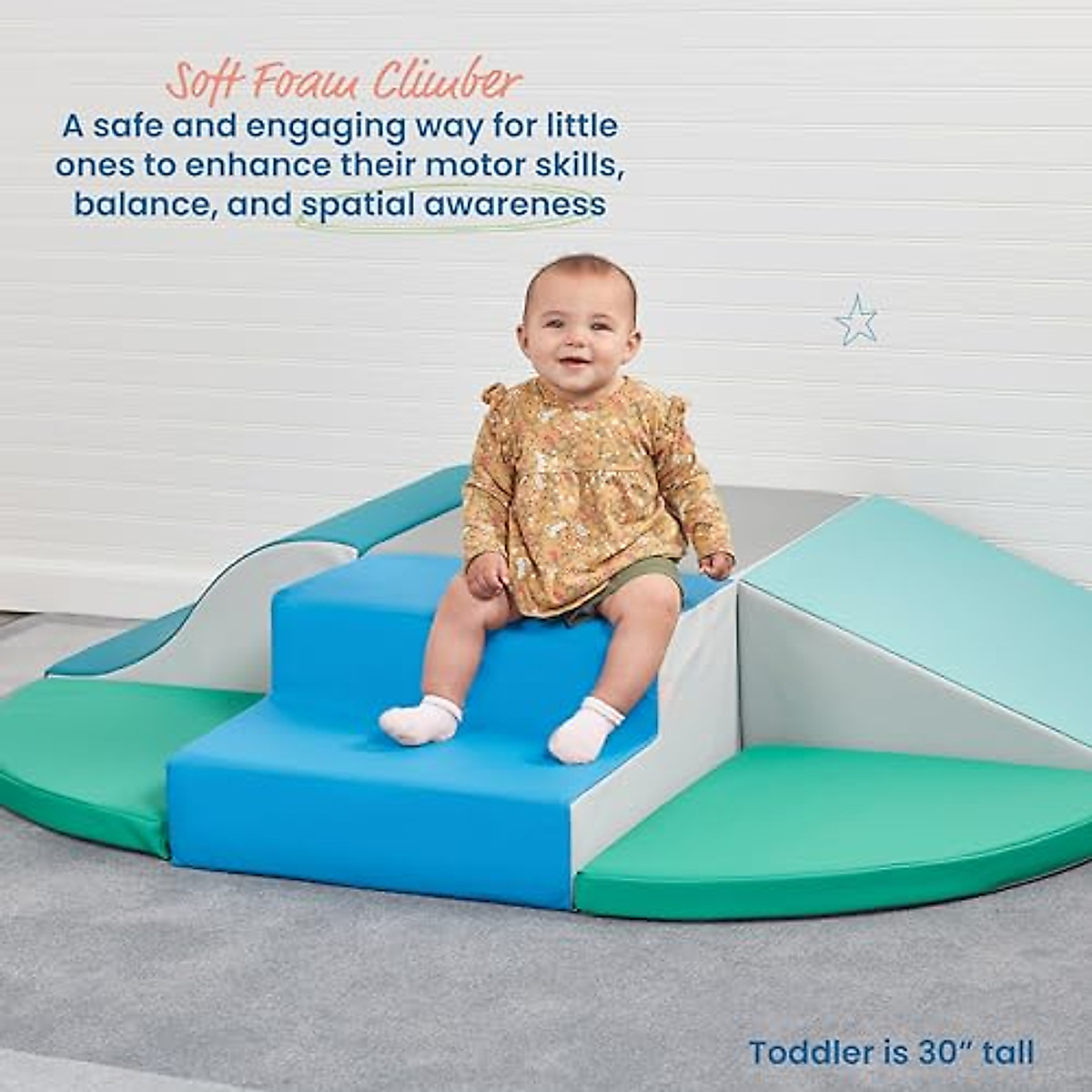 ECR4Kids SoftZone Little Me Wall Climb and Slide, Beginner Playset, Contemporary, 6-Piece