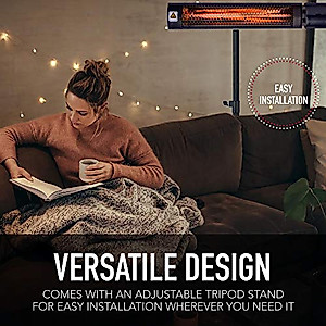 Permasteel PH-90204-BK-AM Portable Patio Heater, 39.96" x 7.16" x 11.33", Black