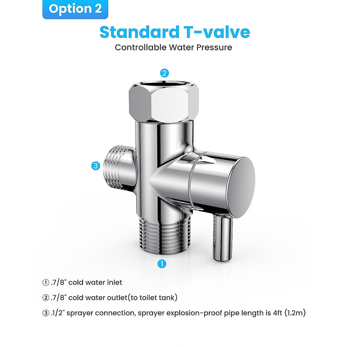 Bidet Sprayer for Toilet with Brass Valve, Pressure Adjustable, OPKIDDLE Handheld Water Jet Spray Muslim Shower, Stainless Steel Toilet Sprayer for Diaper Feminine Wash, Floor and Car Cleaning