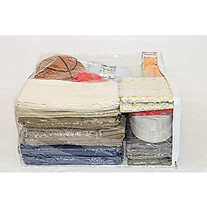 Clear Vinyl Zippered Comforter Storage Bags 21 x 21 x 10 Inch with Rope Handle 5-Pack