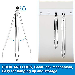 16-inch & 12-Inch Grill Tongs for Cooking BBQ Heavy Duty Extra Long Grilling Tongs, Premium Set 2 pack