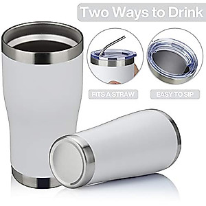 MEWAY 20oz Stainless Steel Tumblers 12 Pack Bulk, Vacuum Insulated Coffee Cup with Lid,Double Wall Powder Coated Travel Mug Gift,Thermal Cups Keep Drinks Cold & Hot(White,Set of 12)