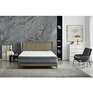 Container Furniture Direct Hybrid 12 Inch Queen Mattress in a Box, Pillow Top Bed Cushion with Gel Infused Memory Foam, Breathable and Hypoallergenic, Medium Firm for Lumbar Support