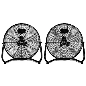 Simple Deluxe 12 Inch 3-Speed High Velocity Heavy Duty Metal Industrial Floor Fans Quiet for Home, Commercial, Residential, and Greenhouse Use, Outdoor/Indoor, Black, HIFANXFLOOR12VX2