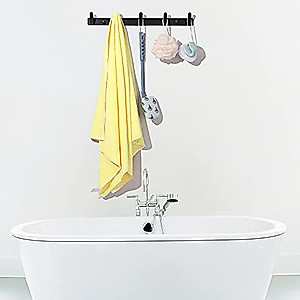 Fecraf Coat Hooks, Wall Mounted Coat Rack, Matte Black, Wall Hangers, Coat Rack with 5 Hooks for Bathroom Entryway Hat Key Towel Bag Kids. (5 Hooks)