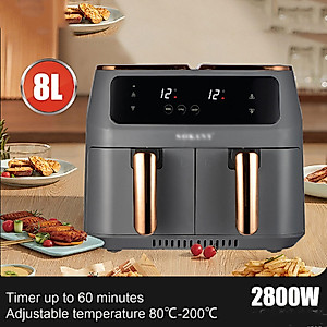 8l/2.1 Gallon Oil-free Air Fryer Multifunctional Automatic French Fries Machine Double-pot Large Capacity Air Fryer