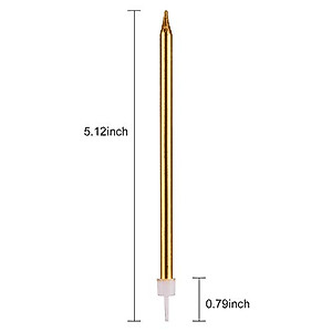 Pfizermay 24 Count Metallic Birthday Candles in Holders Gold Tall Birthday Cake Candles Long Thin Cupcake Candles for Birthday Wedding Party Decoration (Gold)