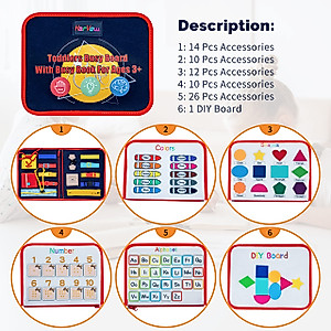 HarVow Busy Board for Toddlers, Montessori Home Teach Life Skills & Learning Skills for Kids 2-4, Montessori Educational Toys, Sensory Autism Toys, Preschool Learning Activity for Boys & Girls Age 1-3