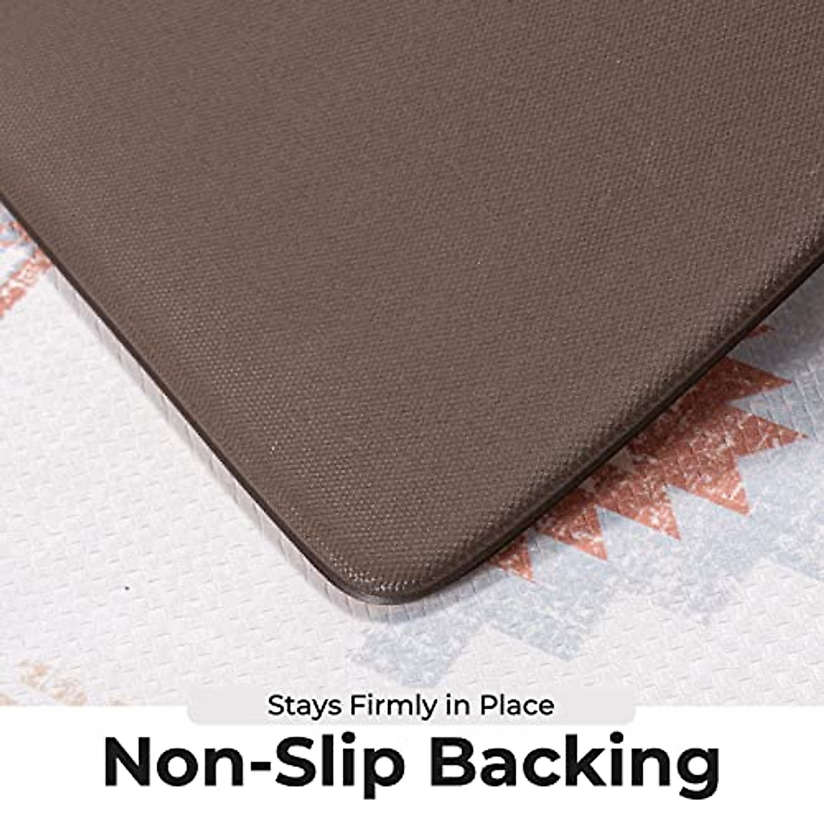 FRESHMINT Anti Fatigue Kitchen Mats for Floor 2 Piece Set, Waterproof & Non-Skid Boho Kitchen Rugs, Cushioned Kitchen Mat for Standing Washable Comfort Desk Kitchen Runners, 17x30+17x47